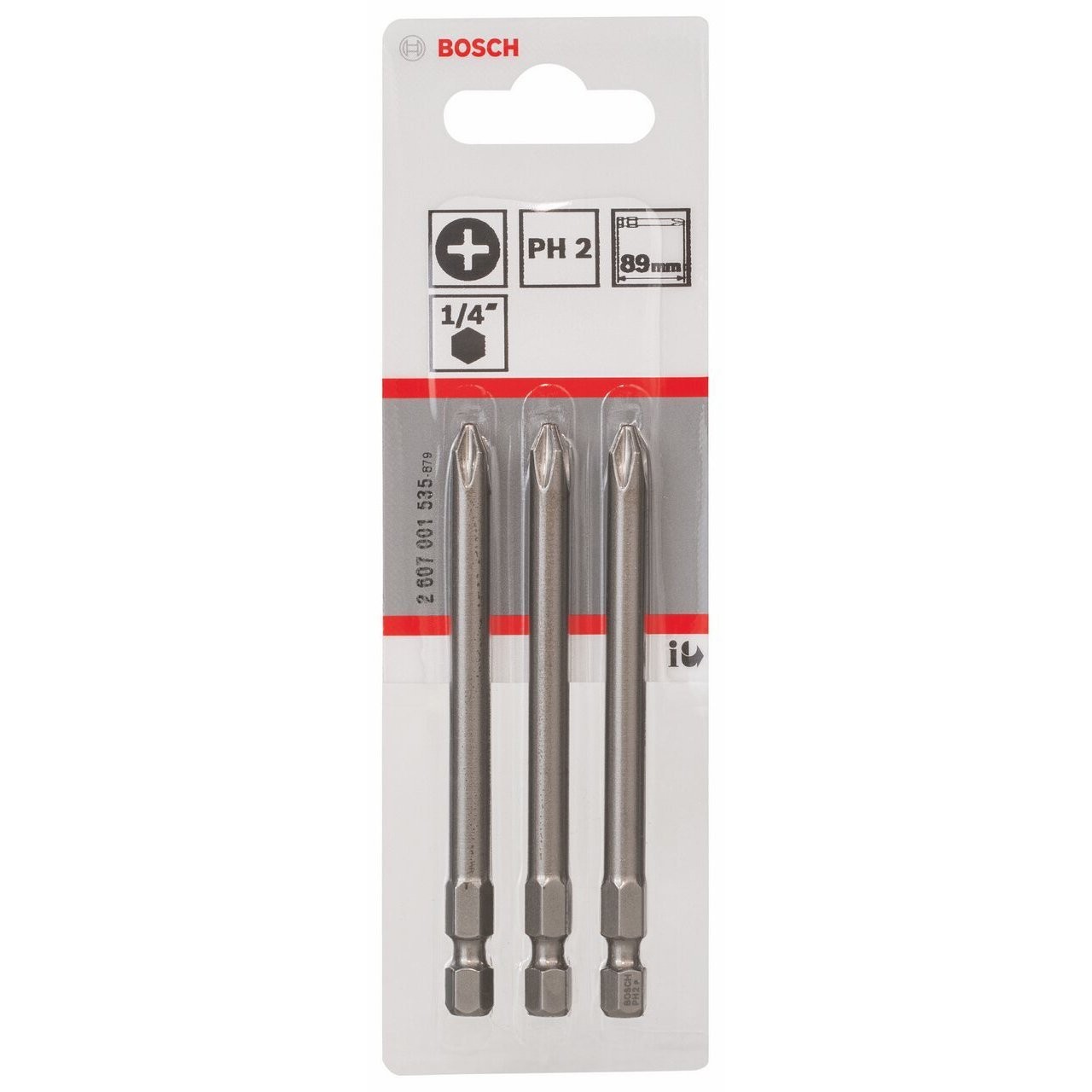 SCREWDRIVER BIT EXTRA-HARD, PH 2, 89 MM, 3-PACK 2607001535 - Europa Tools