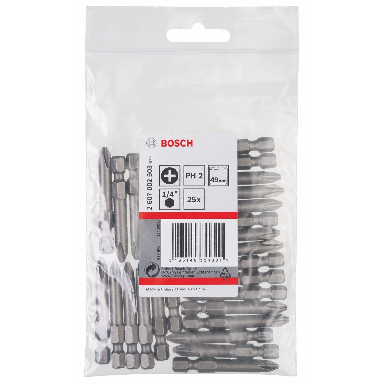 BOSCH 49 Mm PH2 Extra Hard Screwdriver Bit [2607002503] - Europa Tools
